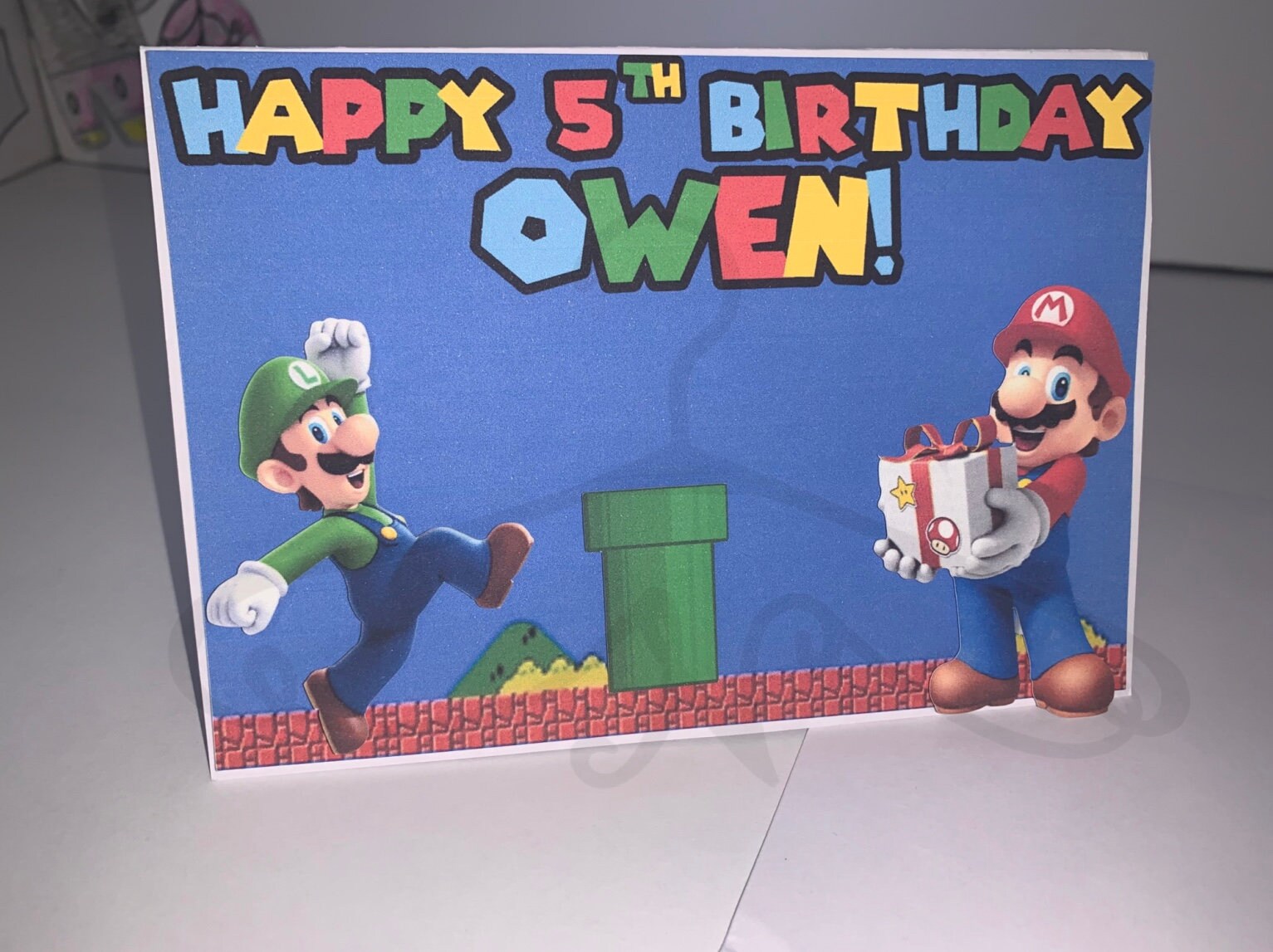Super Mario Brothers Themed Birthday Card- 3D Birthday Cards- Custom ...
