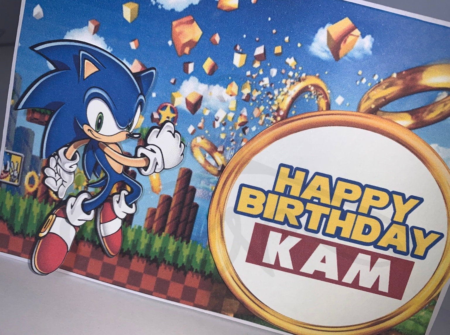 Sonic the Hedgehog Themed Birthday Card- 3D Birthday Cards- Custom ...