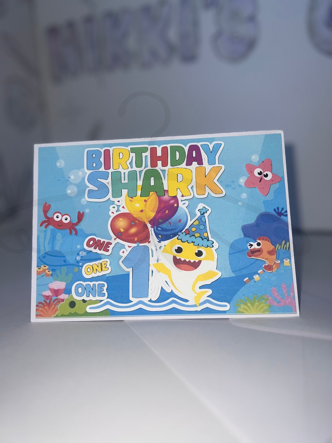 Baby Shark Birthday Card- First Birthday Baby Shark 3D Birthday Cards ...