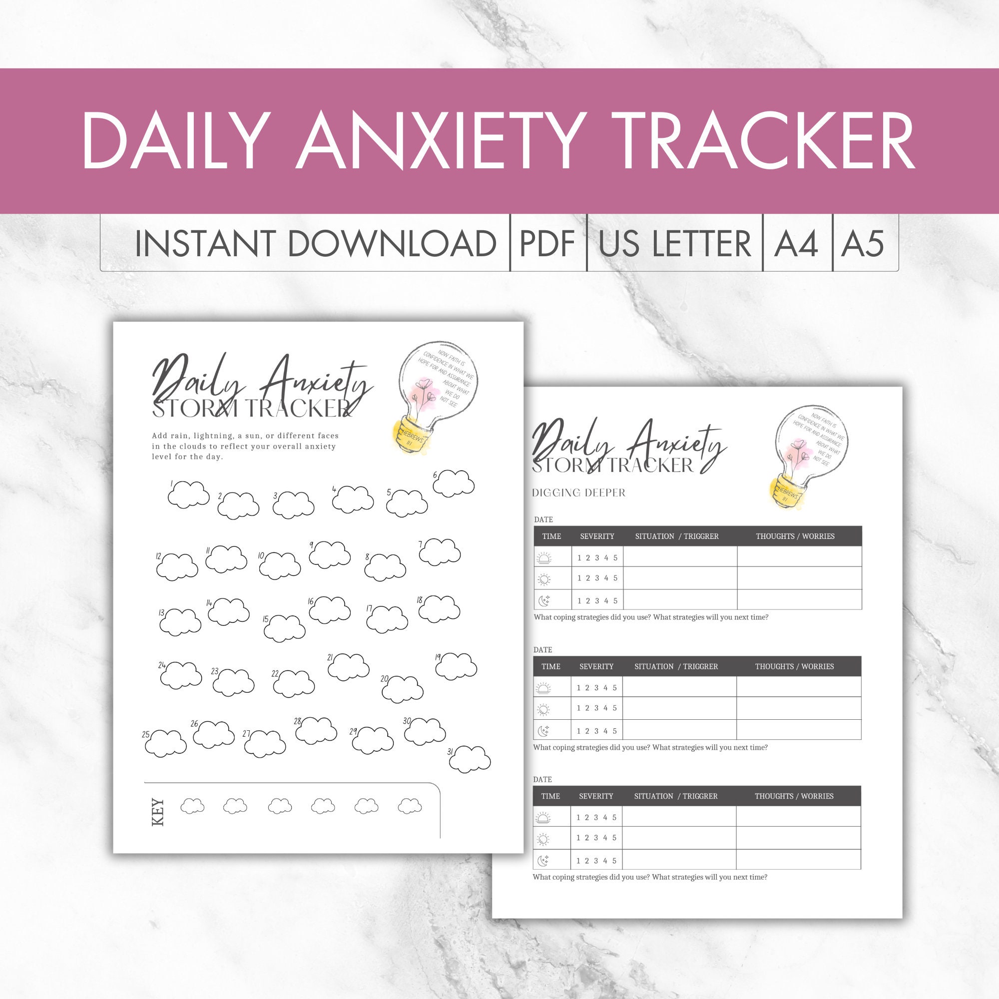Printable Daily Anxiety Tracker - Etsy