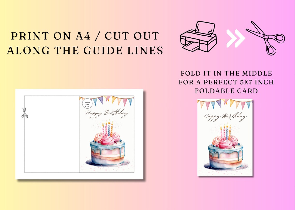 Happy Birthday Card DIGITAL Download Printable Birthday Card Printable ...