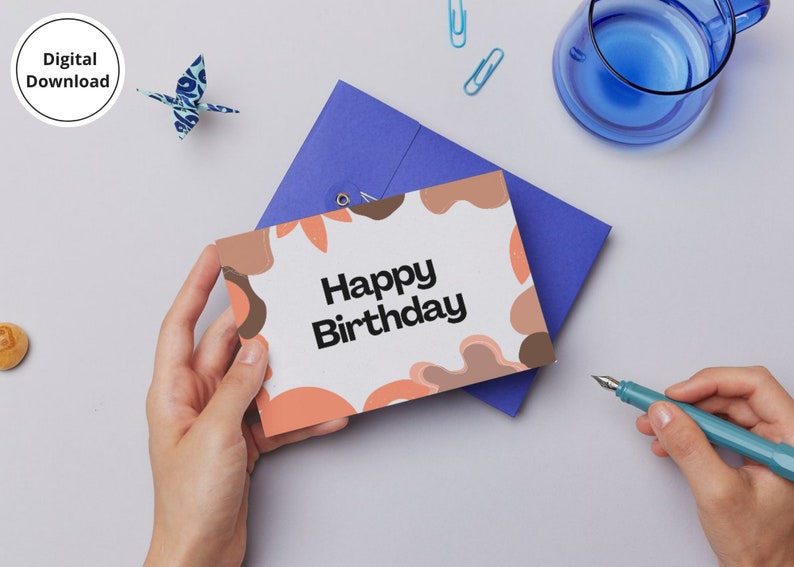 Happy Birthday Card DIGITAL Download Printable Abstract Birthday Card ...