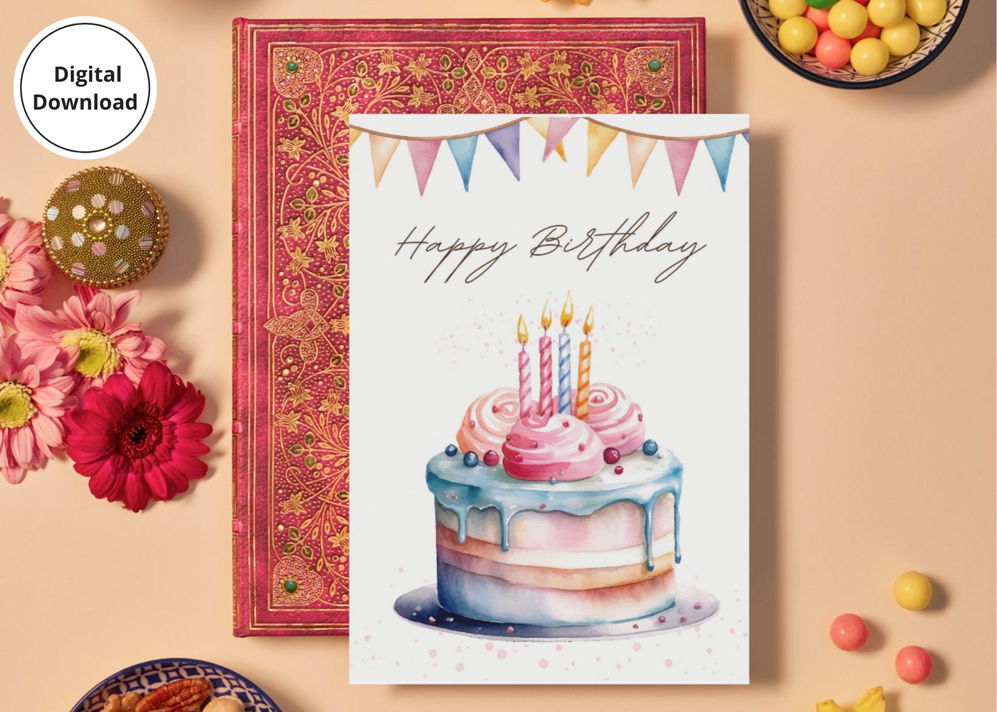 Happy Birthday Card DIGITAL Download Printable Birthday Card Printable ...