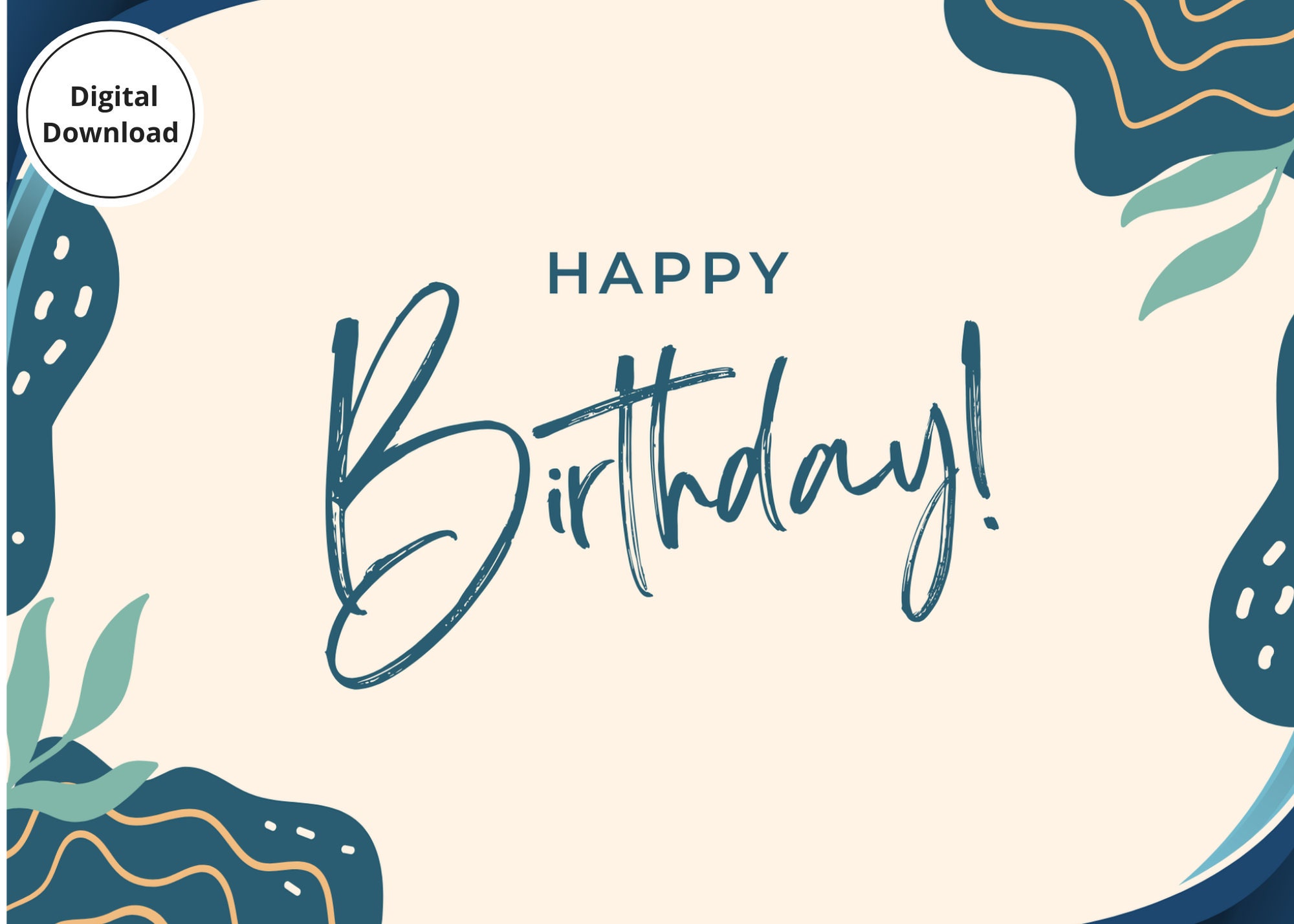 Happy Birthday Card DIGITAL Download Printable Abstract Birthday Card ...