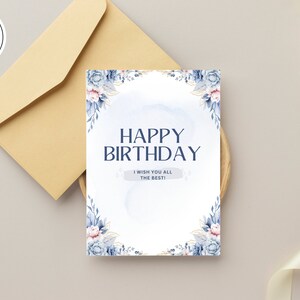 Happy Birthday Flower Card - DIGITAL Download - Printable Birthday Card ...