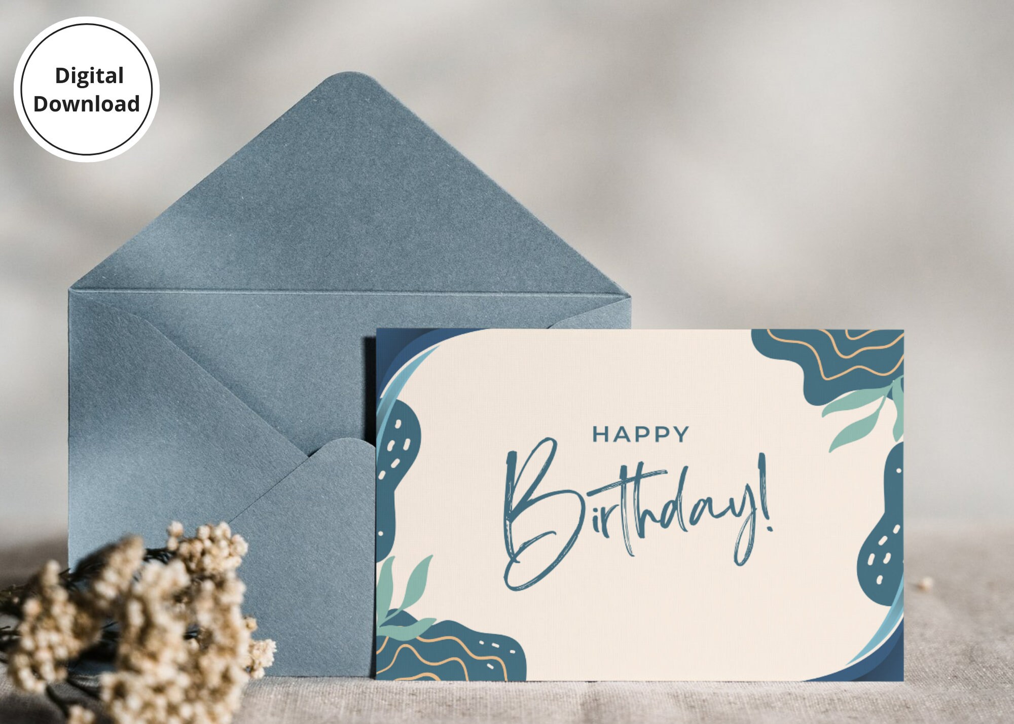 Happy Birthday Card DIGITAL Download Printable Abstract Birthday Card ...