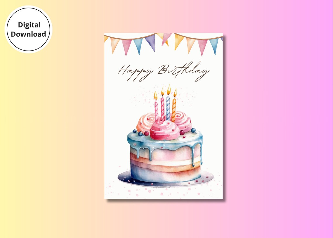Happy Birthday Card DIGITAL Download Printable Birthday Card Printable ...