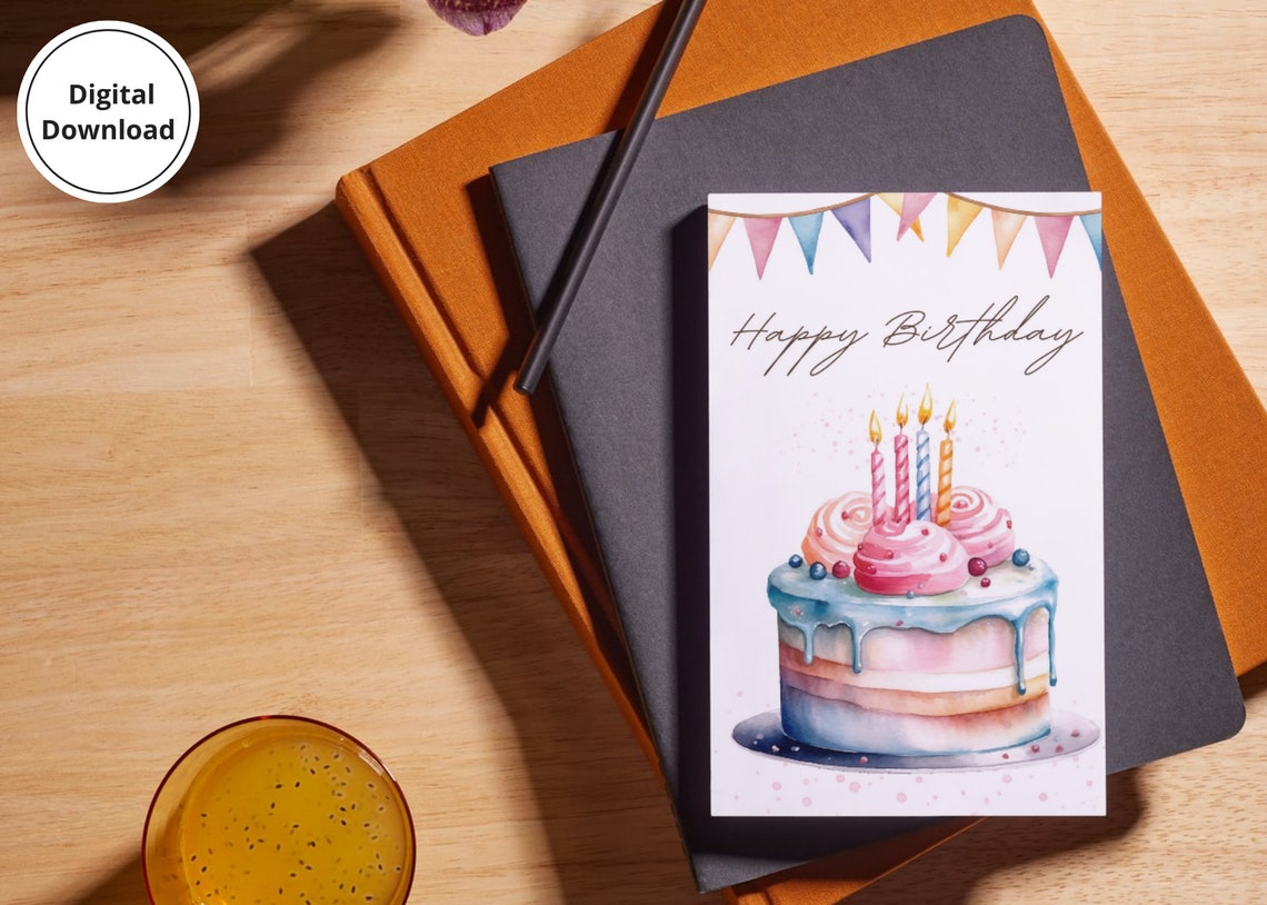 Happy Birthday Card DIGITAL Download Printable Birthday Card Printable ...