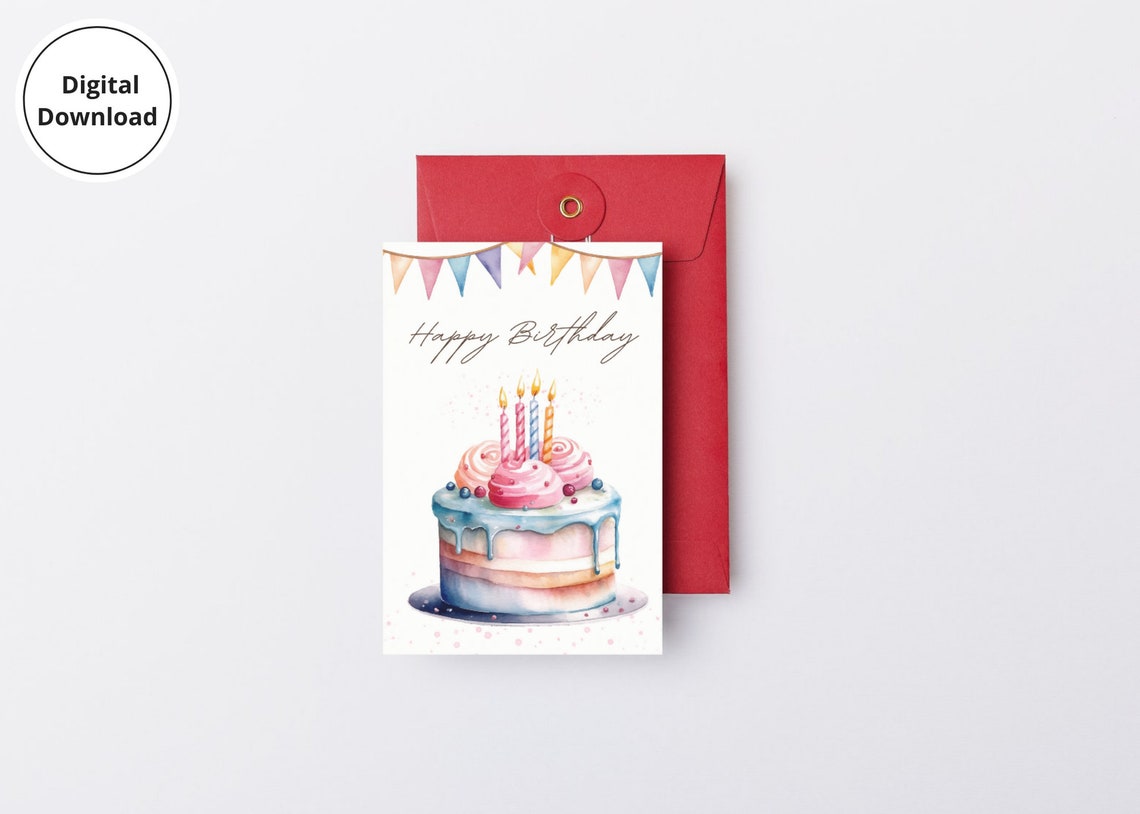 Happy Birthday Card DIGITAL Download Printable Birthday Card Printable ...