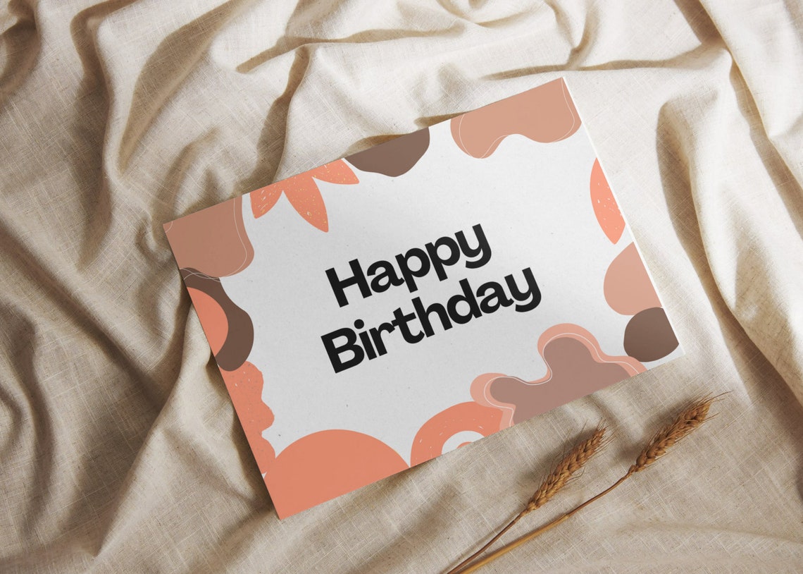 Happy Birthday Card DIGITAL Download Printable Abstract Birthday Card ...