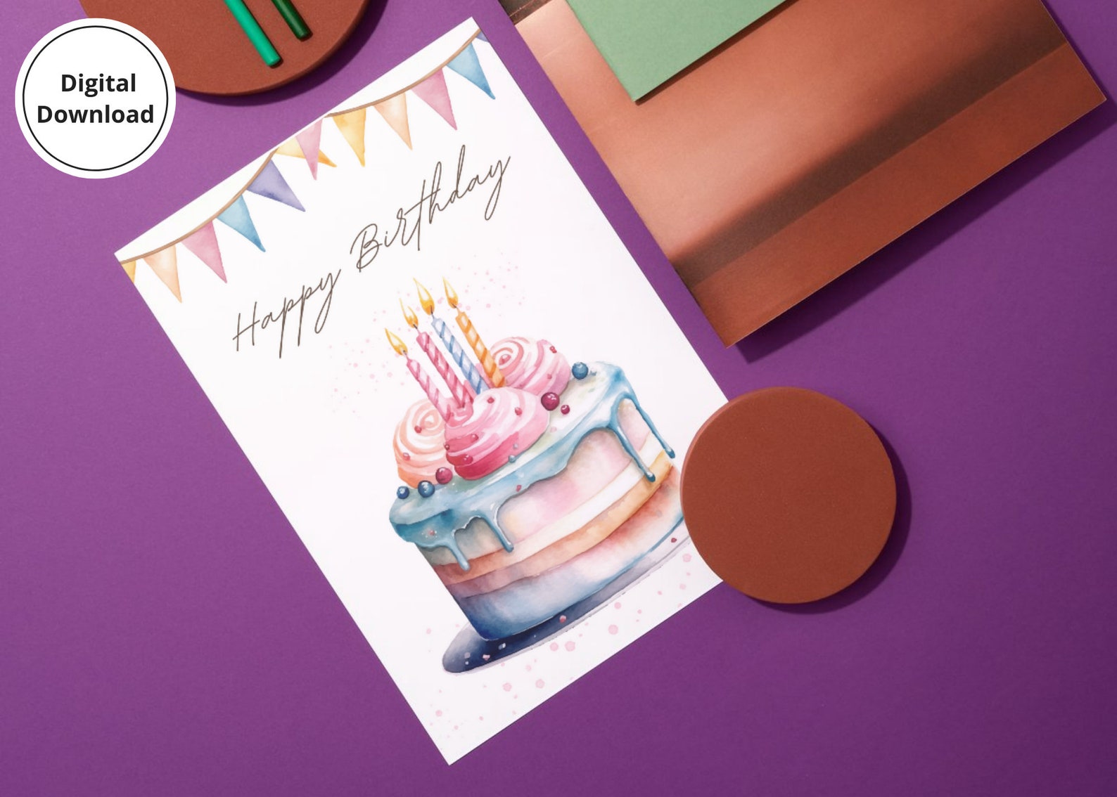 Happy Birthday Card DIGITAL Download Printable Birthday Card Printable ...