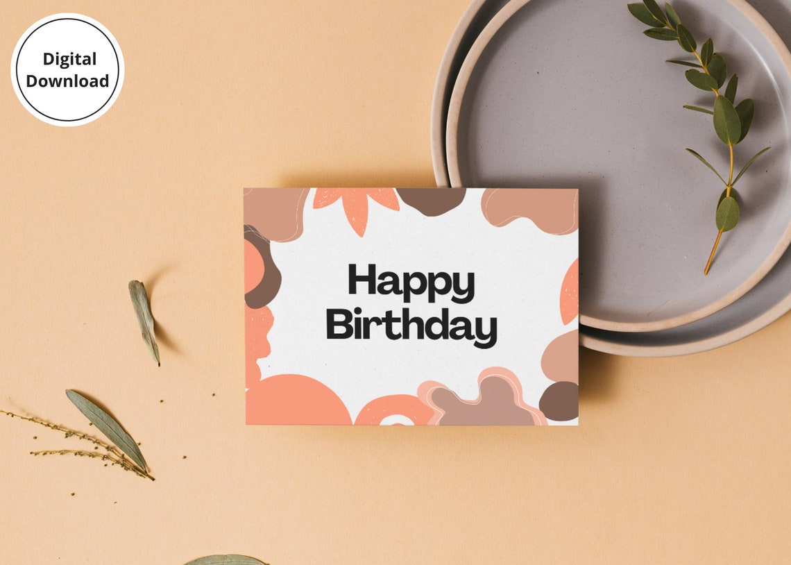 Happy Birthday Card DIGITAL Download Printable Abstract Birthday Card ...