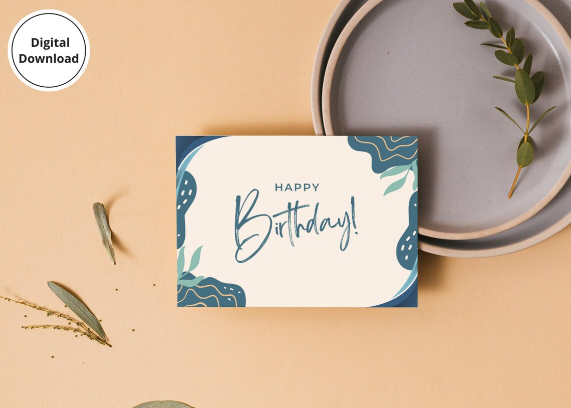 Happy Birthday Card DIGITAL Download Printable Abstract Birthday Card ...