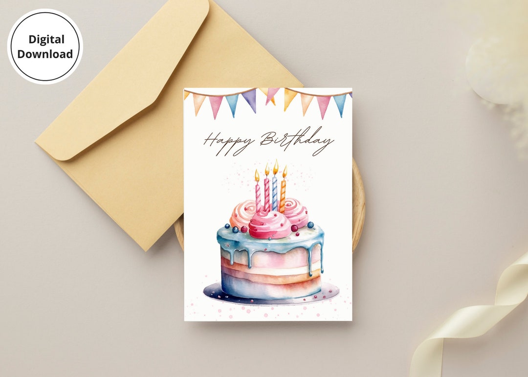 Happy Birthday Card - DIGITAL Download - Printable Birthday Card ...