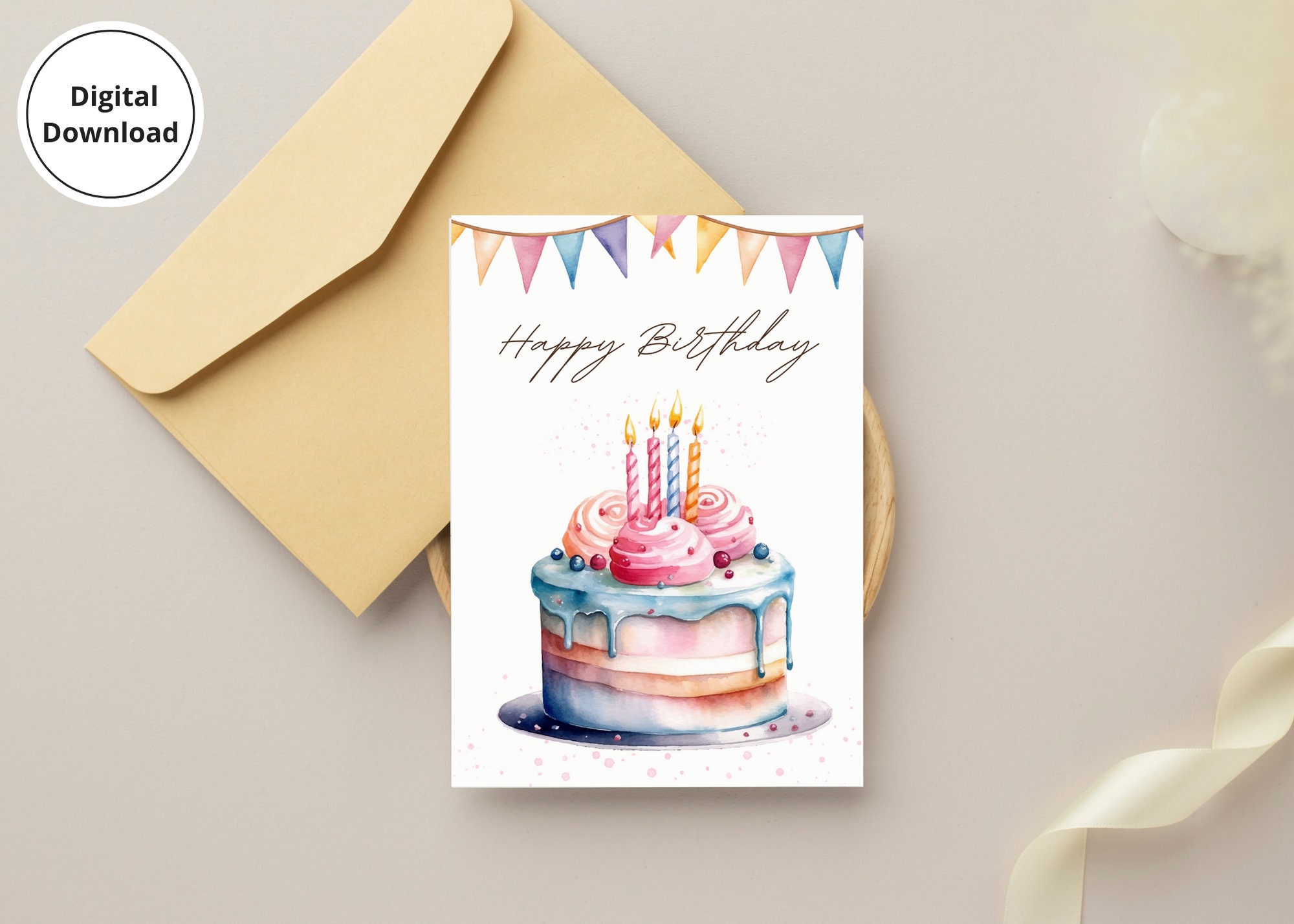 Happy Birthday Card - DIGITAL Download - Printable Birthday Card ...