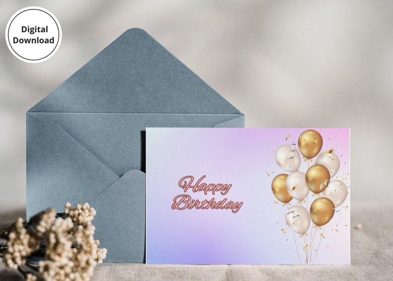 Happy Birthday Card DIGITAL Download Printable Birthday Card Featuring ...