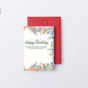 Happy Birthday Flower Card DIGITAL Download Printable Birthday Card ...