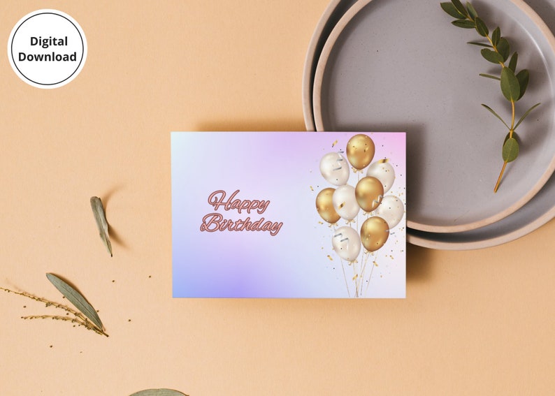 Happy Birthday Card DIGITAL Download Printable Birthday Card Featuring ...