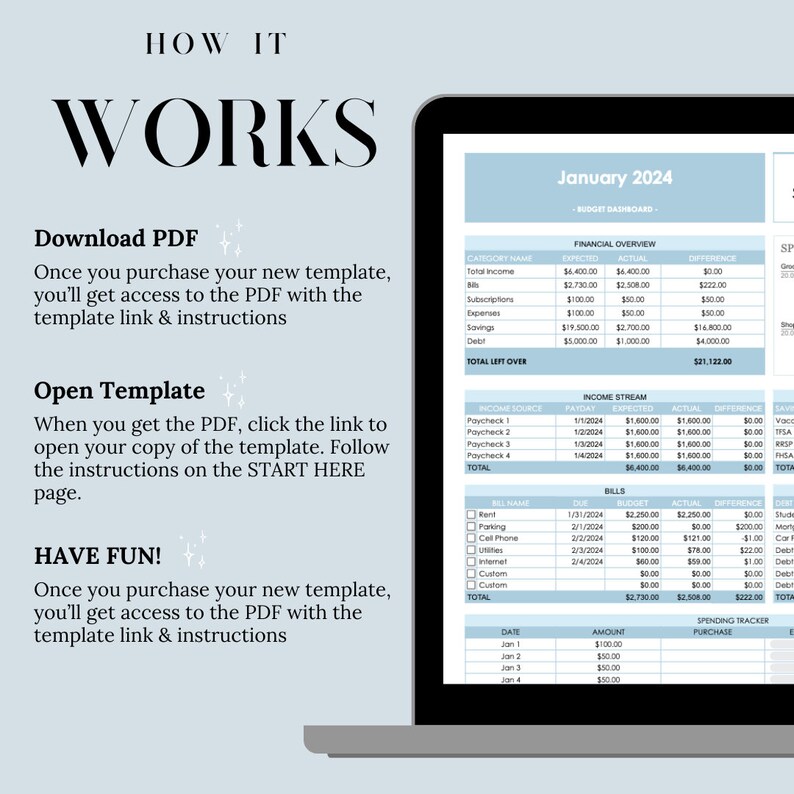 Monthly Budget Spreadsheet, Google Sheets, Personal Finance Tracker ...