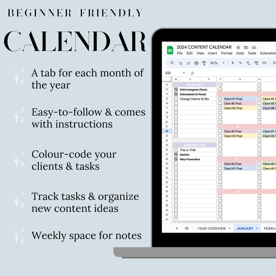Client Task Tracker Business Planner Spreadsheet Client Management ...