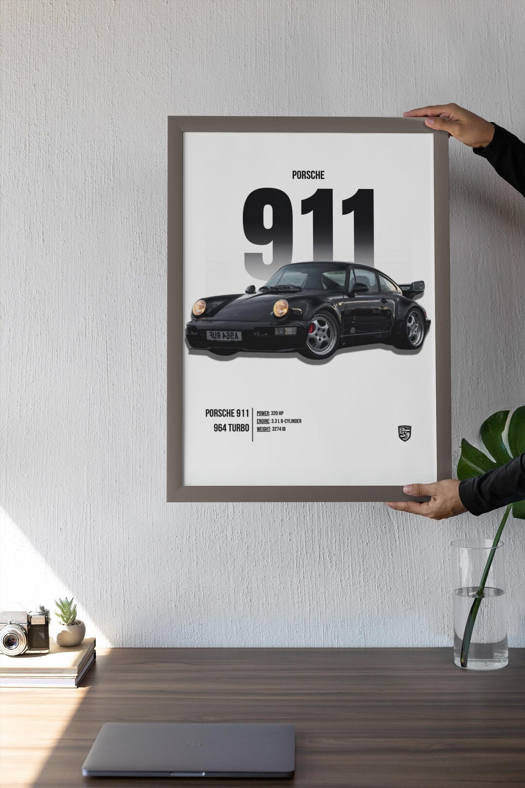 Porsche 911 964 Turbo Printable Poster ,poster Car Print, Cool, Wall ...