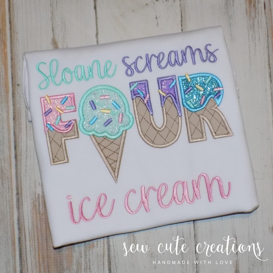 Screams Four Ice Cream 4th Birthday Shirt, Personalized Custom ...