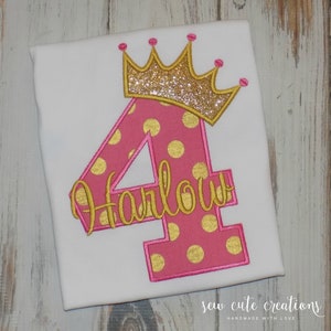 Princess Birthday Shirt, Princess Party Outfit, Pink Gold, 1st 2nd 3rd 4th 5th 6th 7th 8th 9th ...