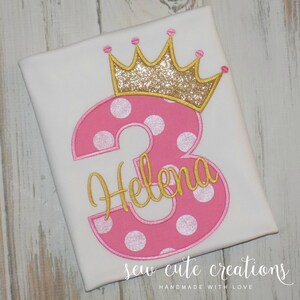 Princess Birthday Shirt, Princess Party Outfit, Pink Gold, 1st 2nd 3rd 4th 5th 6th 7th 8th 9th ...