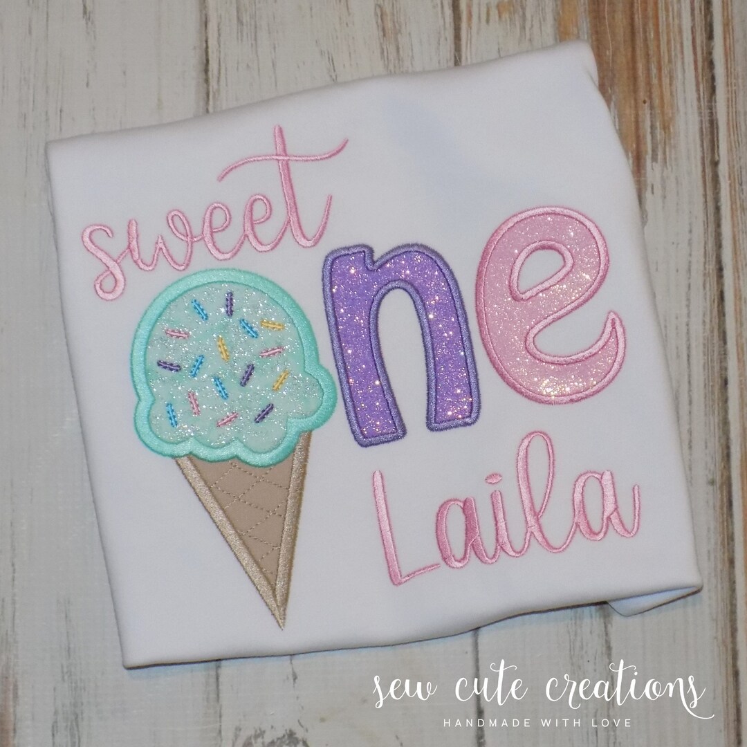 Sweet One Ice Cream 1st Birthday Shirt, Custom Embroidered Tee - Etsy