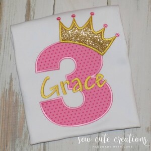 Princess Birthday Shirt, Princess Party Outfit, Pink Gold, 1st 2nd 3rd 4th 5th 6th 7th 8th 9th ...