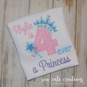 Four Ever a Princess 4th Birthday Shirt, Personalized Custom ...