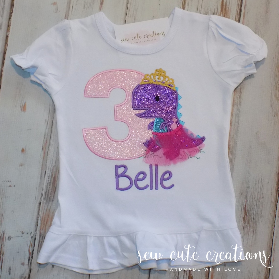 Princess T Rex Girl Dinosaur Birthday Shirt Three Rex - Etsy