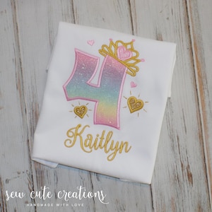 Princess Birthday Shirt, Princess Party Outfit, 1st 2nd 3rd 4th 5th 6th 7th 8th 9th Birthday ...