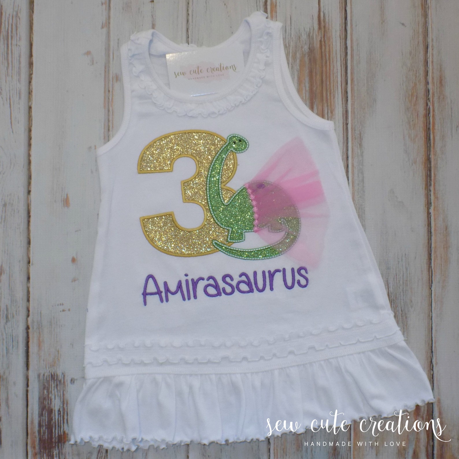 Dinosaur Birthday Dress for girls Personalized Girls | Etsy