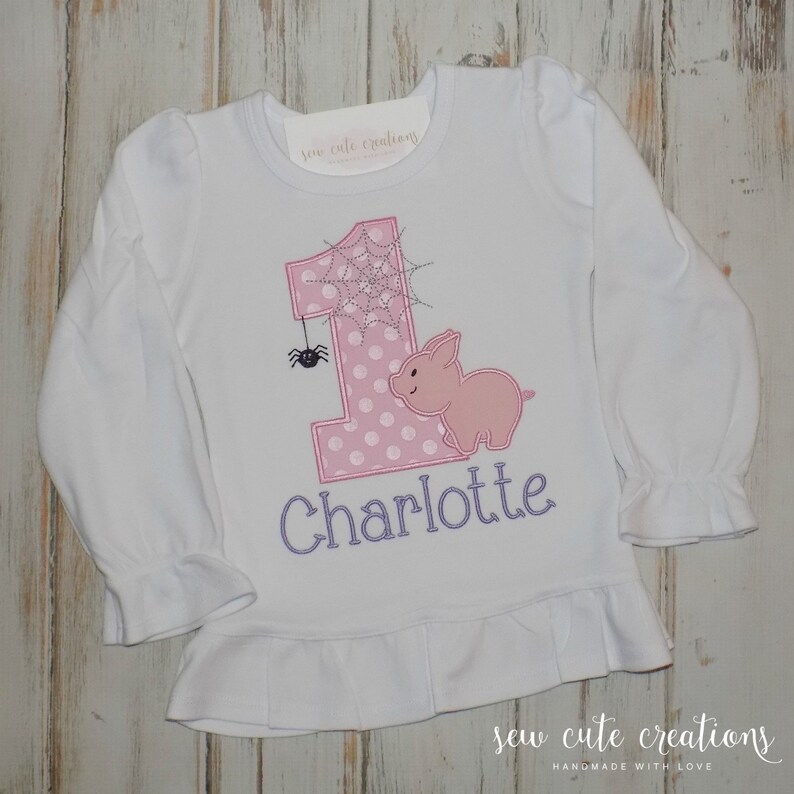 Charlotte's Web Birthday Shirt, Custom Embroidered Ages 1st to 9th Tee ...