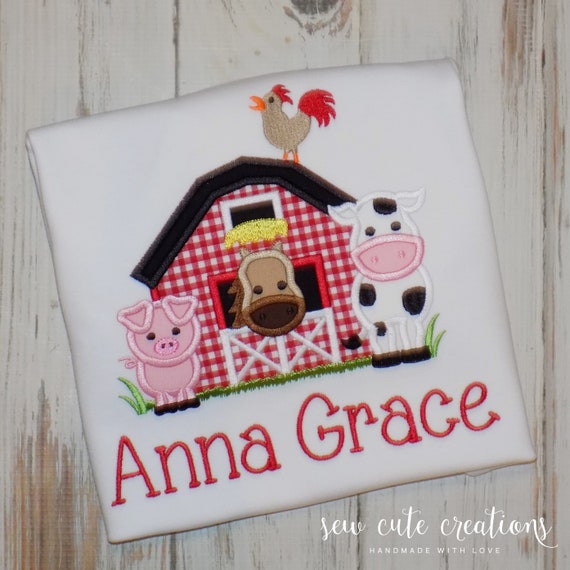 Personalized Farm animal shirt boy girl, Farm Animal party outfit, Barn ...