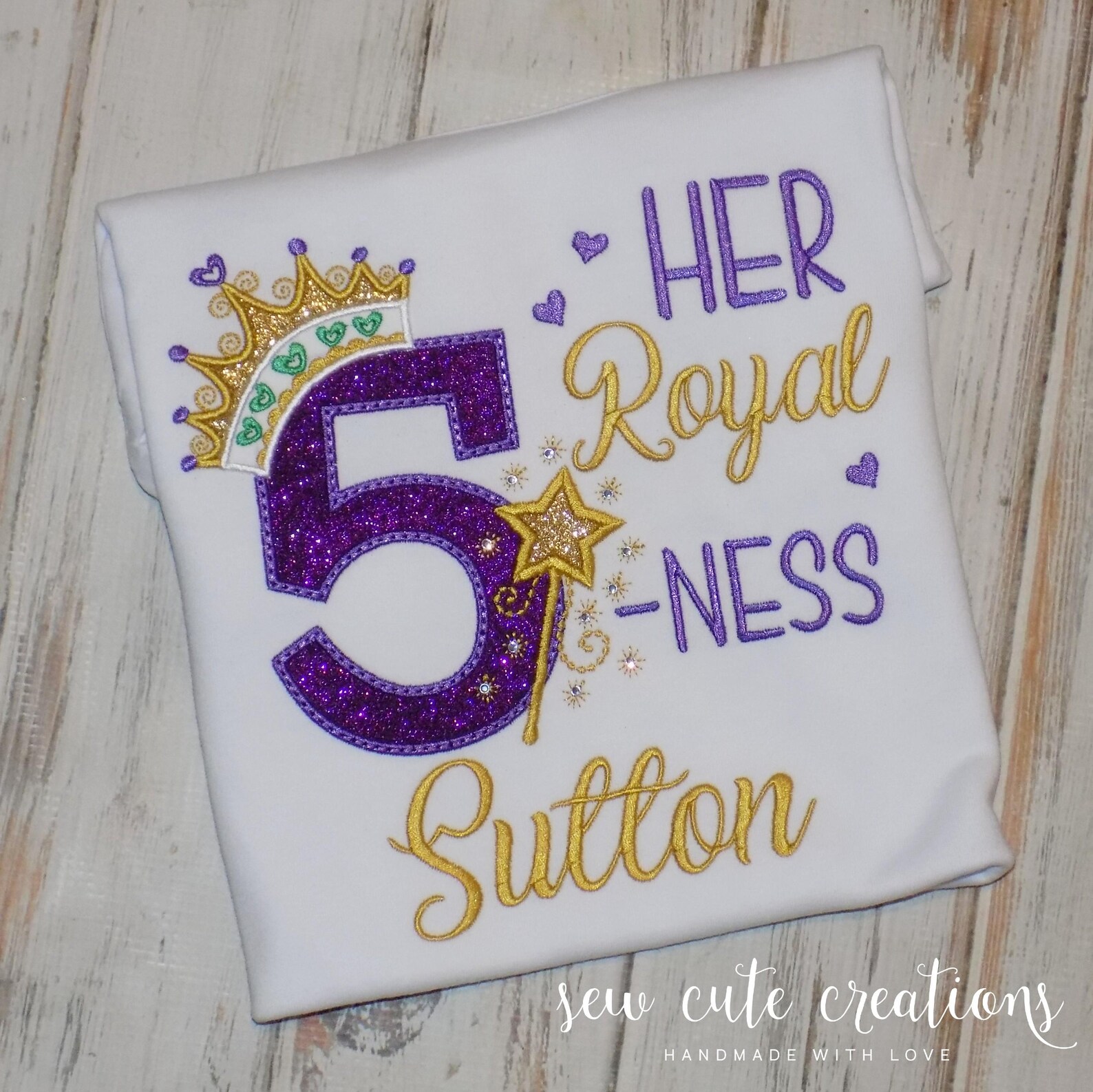 Her Royal Fiveness Princess 5th Birthday Shirt, Custom Embroidered Top ...
