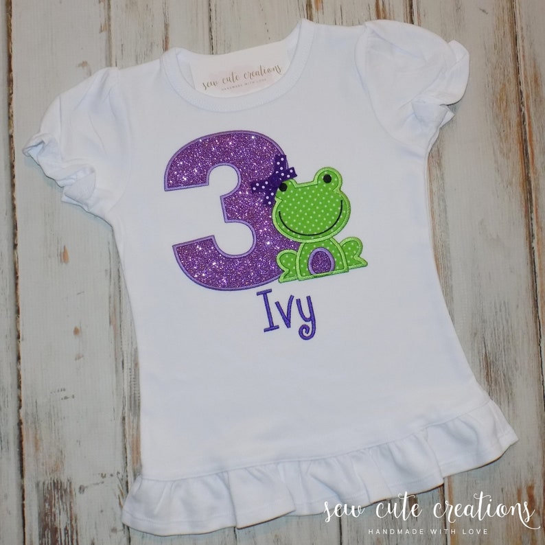Frog Birthday Shirt for Boys or Girls, Custom Embroidered Tee Ages 1st ...