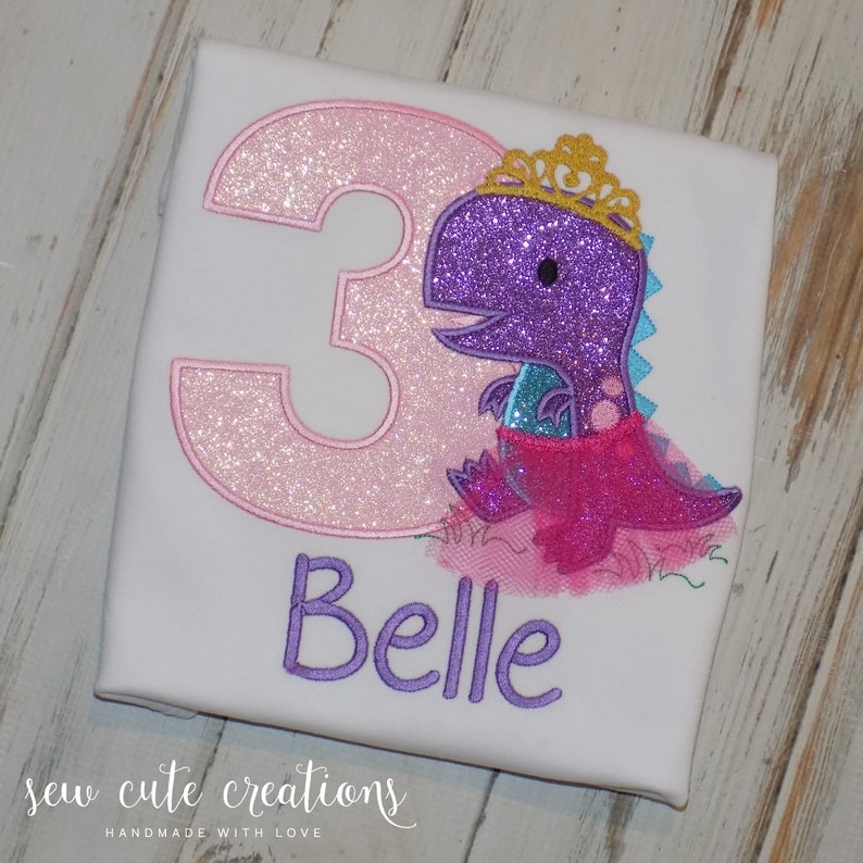 Princess T Rex Girl Dinosaur Birthday Shirt Three Rex - Etsy