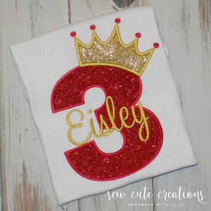 Princess Birthday Shirt, Princess Party Outfit, Pink Gold, 1st 2nd 3rd 4th 5th 6th 7th 8th 9th ...