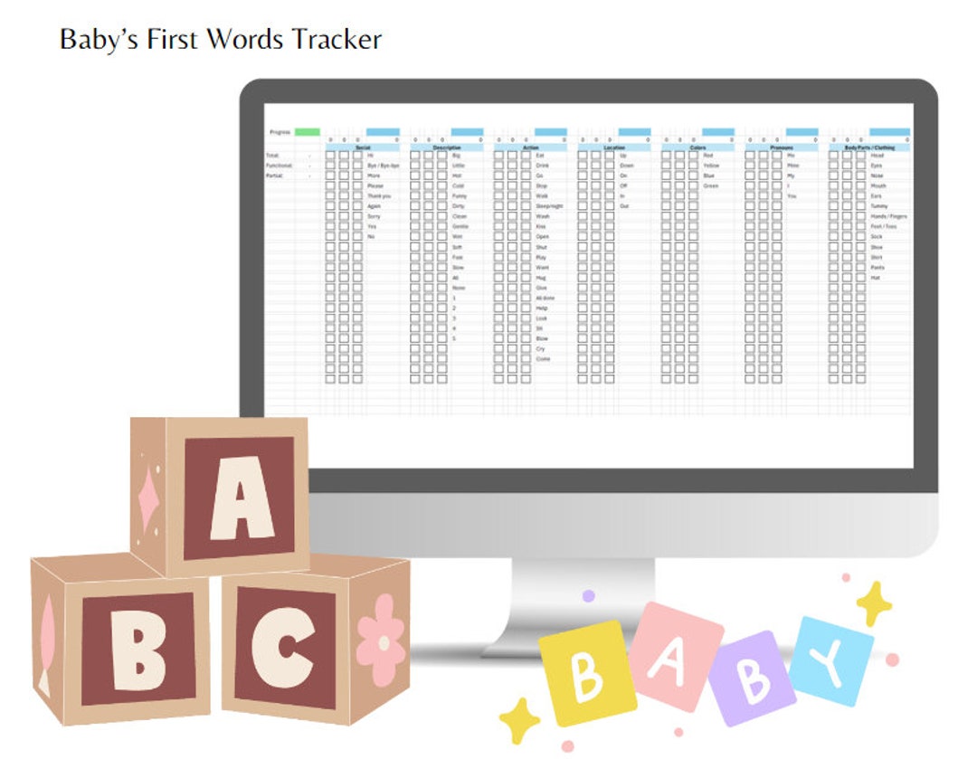 Baby's First Words Tracker - Etsy