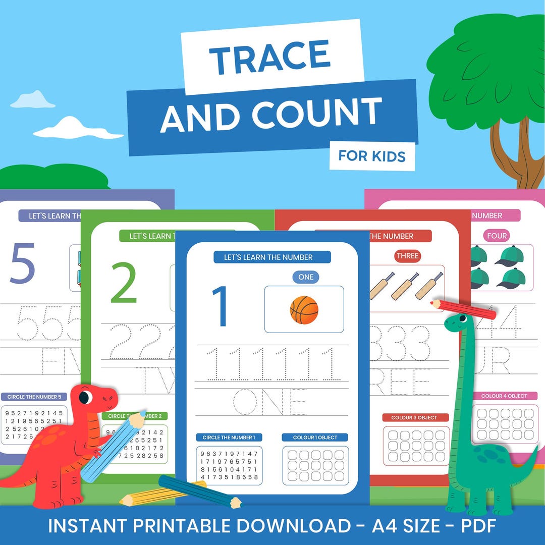 Printable Preschool Number Worksheets Circle & Count Objects Trace ...