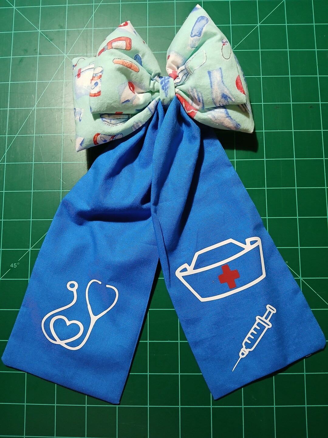 Nurse Hair Bow: Plush Medical Print, Stethoscope & Cap - Etsy