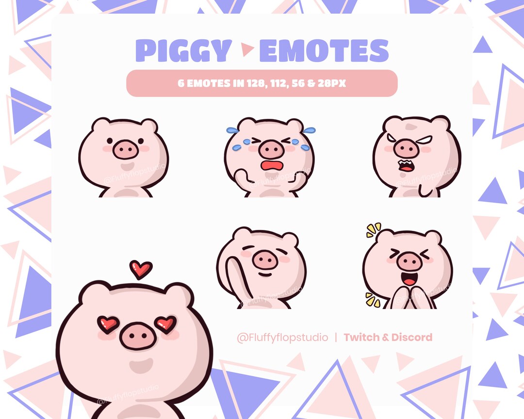 Kawaii Pink Pig Farm Animal Chibi Emotes for Twitch, Discord, Youtube ...