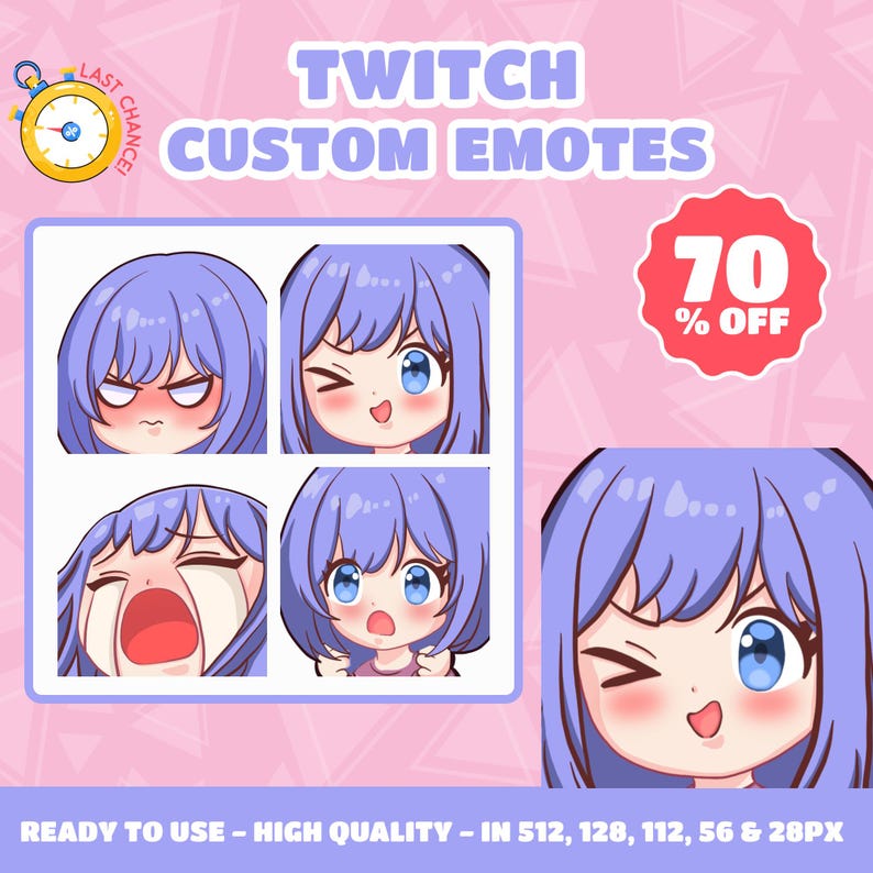 Custom Kawaii Twitch Emotes, Chibi Emote Commission, Twitch Emote for ...