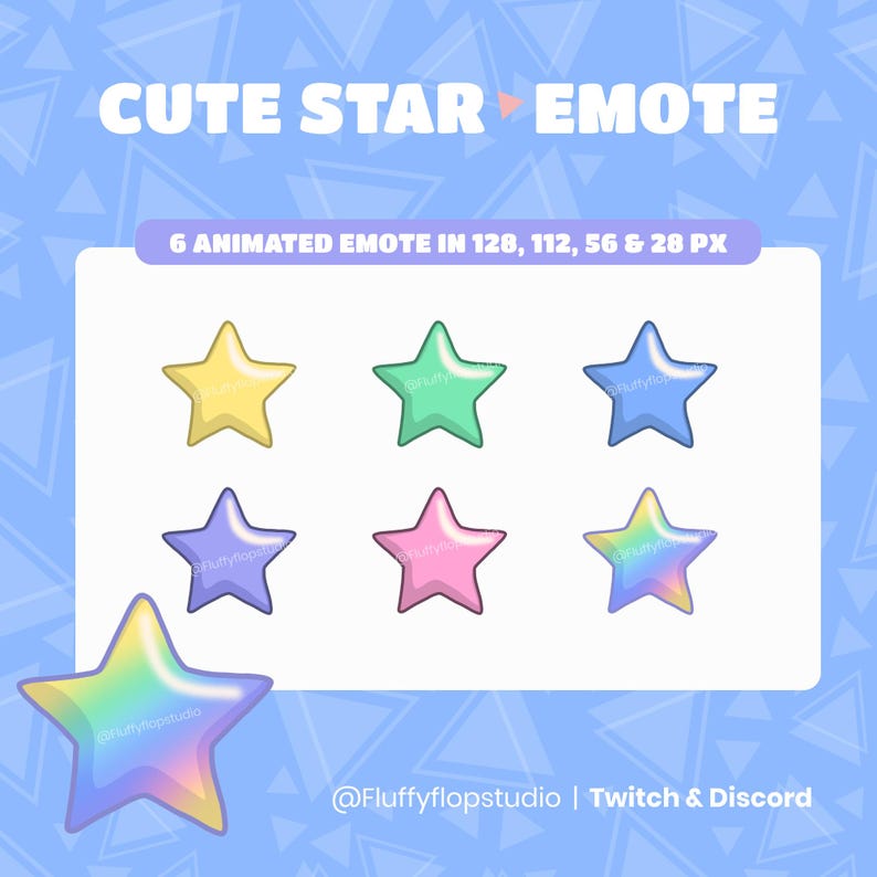 Cute Star Animated Emotes, Kawaii Star Emotes, Ready to Use, Twitch ...