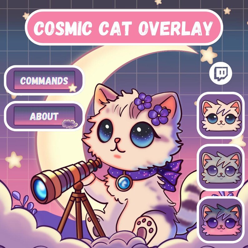 Cosmic Cat Stream Package, Twitch Overlay, Stream Overlay, Animated ...