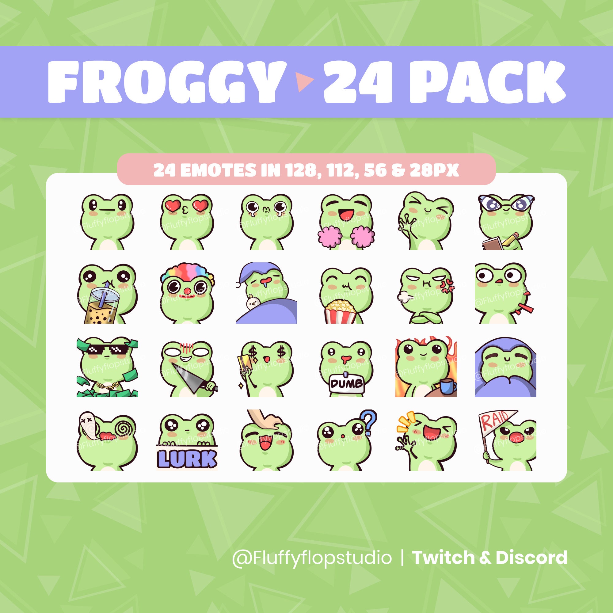 Bundle Kawaii Frog Emotes Twitch and Discord 24 Set Cute Frog Emotes ...