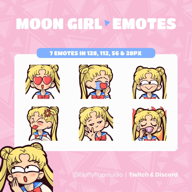 Sailor Moon Emotes, Kawaii Cute Anime Girl Emotes, Ready to Use, Twitch ...