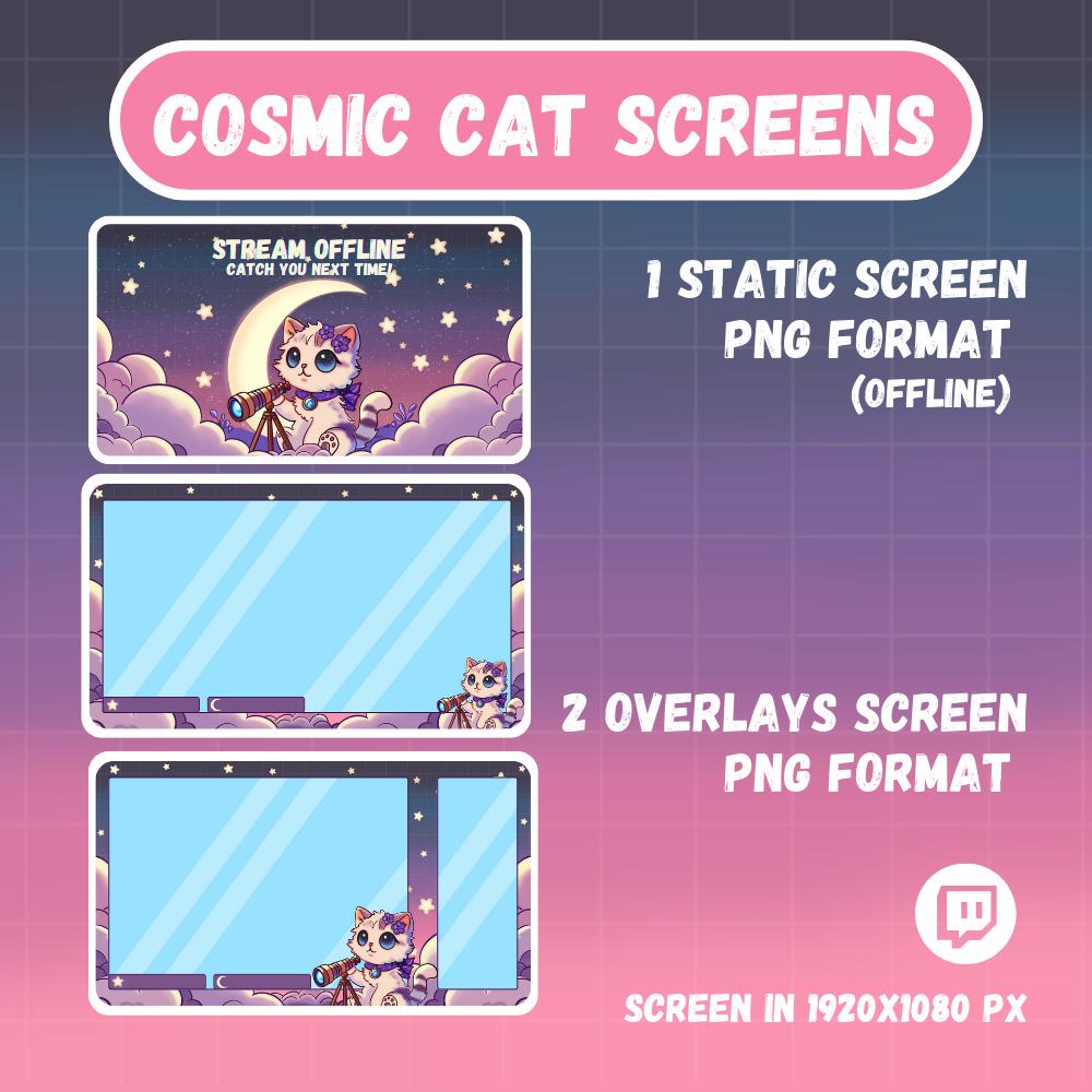 Cosmic Cat Stream Package, Twitch Overlay, Stream Overlay, Animated ...